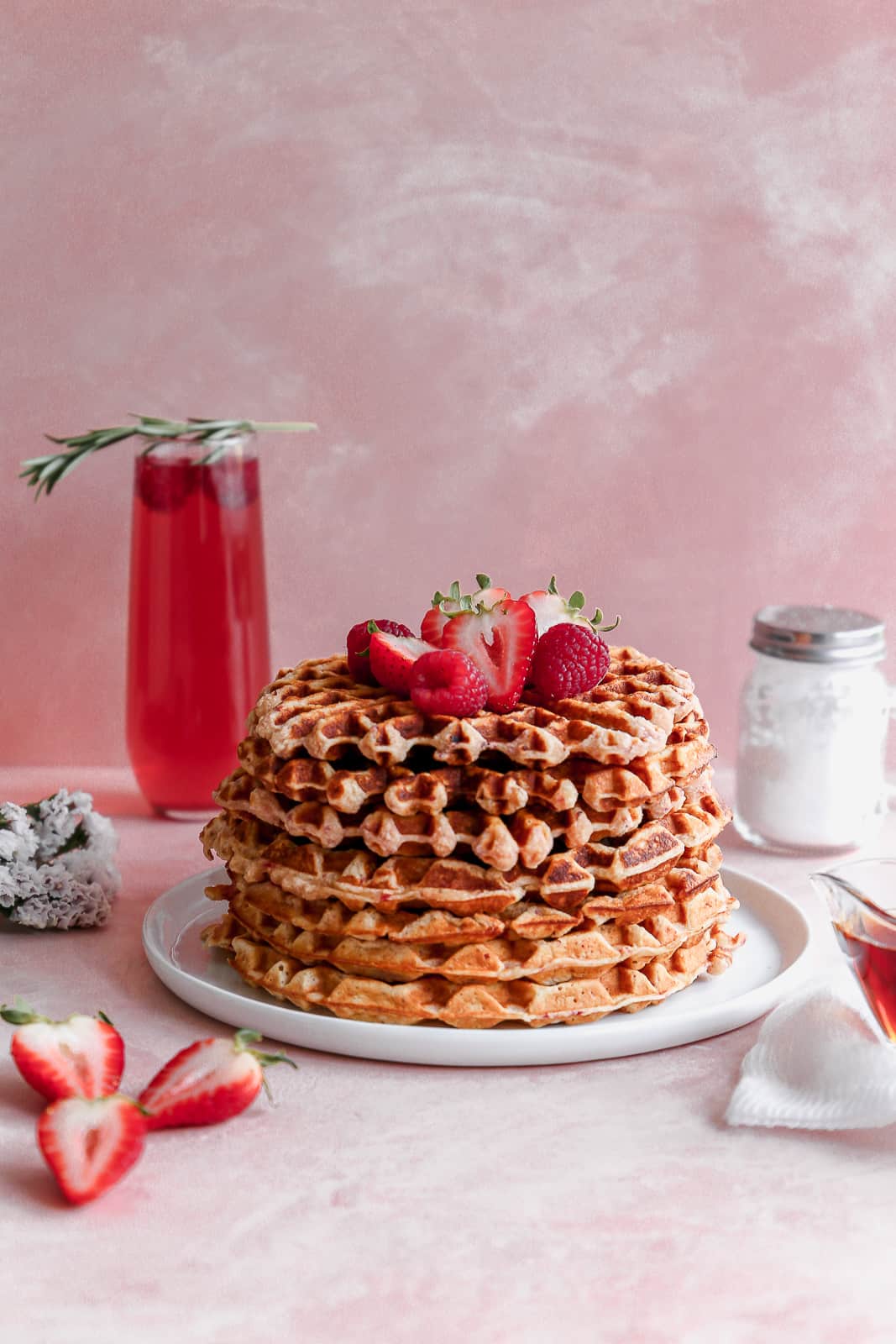 Crispy Strawberry Waffles for One - Frosting and Fettuccine