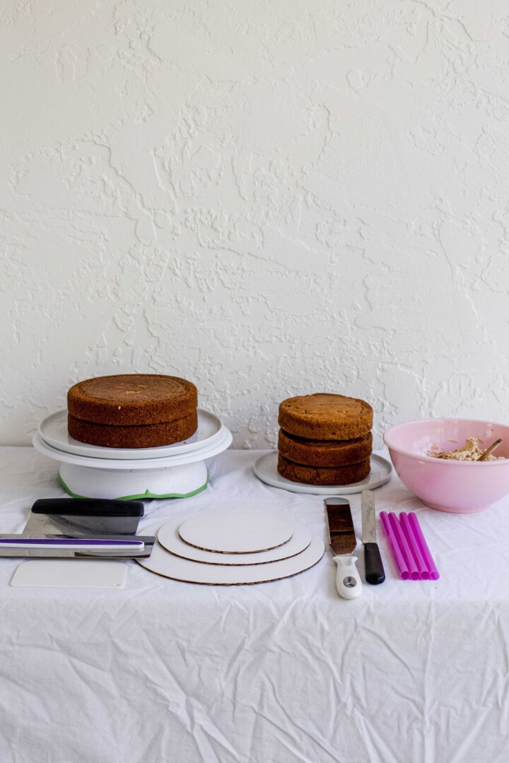 How to Bake & Stack a Two Tier Cake - Frosting and Fettuccine