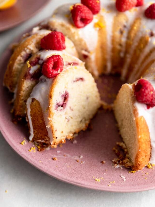 Easy Raspberry Lemon Cake with Glaze - Frosting & Fettuccine