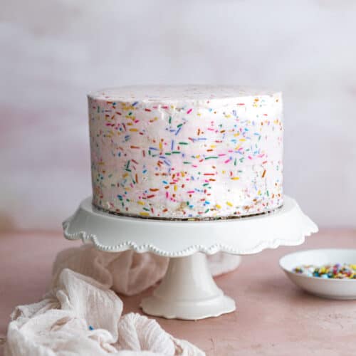 Light and Fluffy Confetti Cake (From Scratch!)- Frosting and Fettuccine