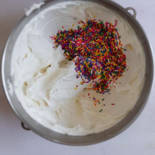 Light and Fluffy Confetti Cake (From Scratch!)- Frosting and Fettuccine
